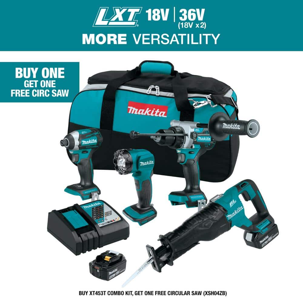 Makita 18V 5.0 Ah LXT Lithium-Ion Brushless Cordless Combo Kit (Hammer – Super Arbor