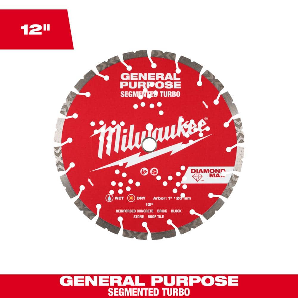Milwaukee 12 in. DIAMOND MAX General Purpose Segmented Turbo Diamond B – Super Arbor