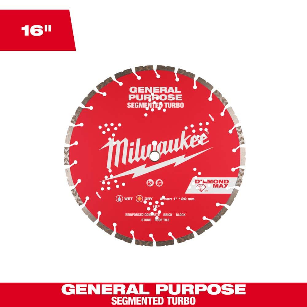 Milwaukee 16 in. DIAMOND MAX General Purpose Segmented Turbo Diamond B – Super Arbor