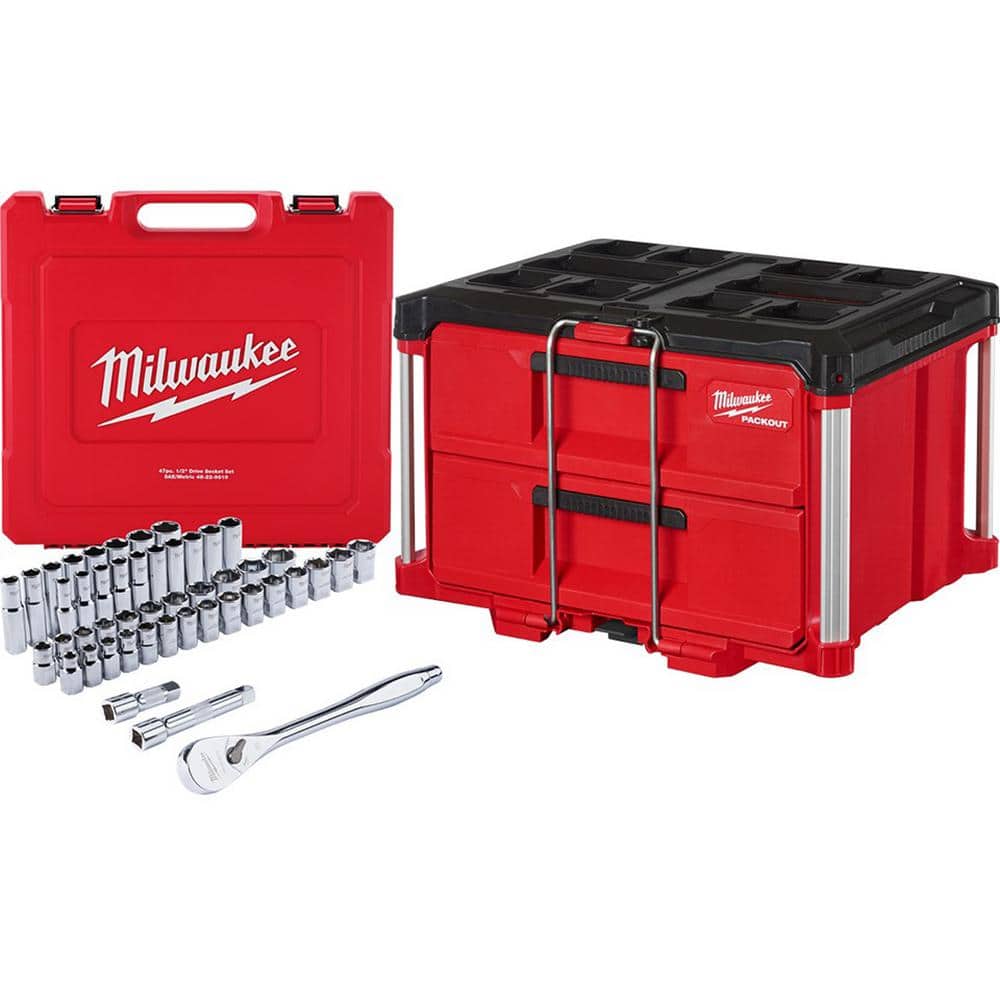 Milwaukee 1/2 in. Drive SAE/Metric Mechanics Tool Set (47-Piece) with – Super Arbor