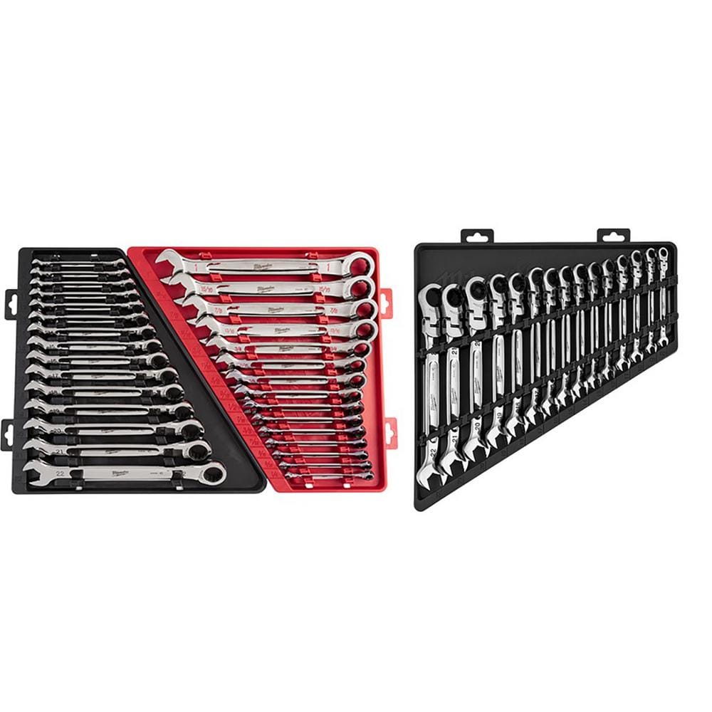 Milwaukee SAE/Metric Combination Ratcheting Wrench Set with Metric Fle – Super Arbor