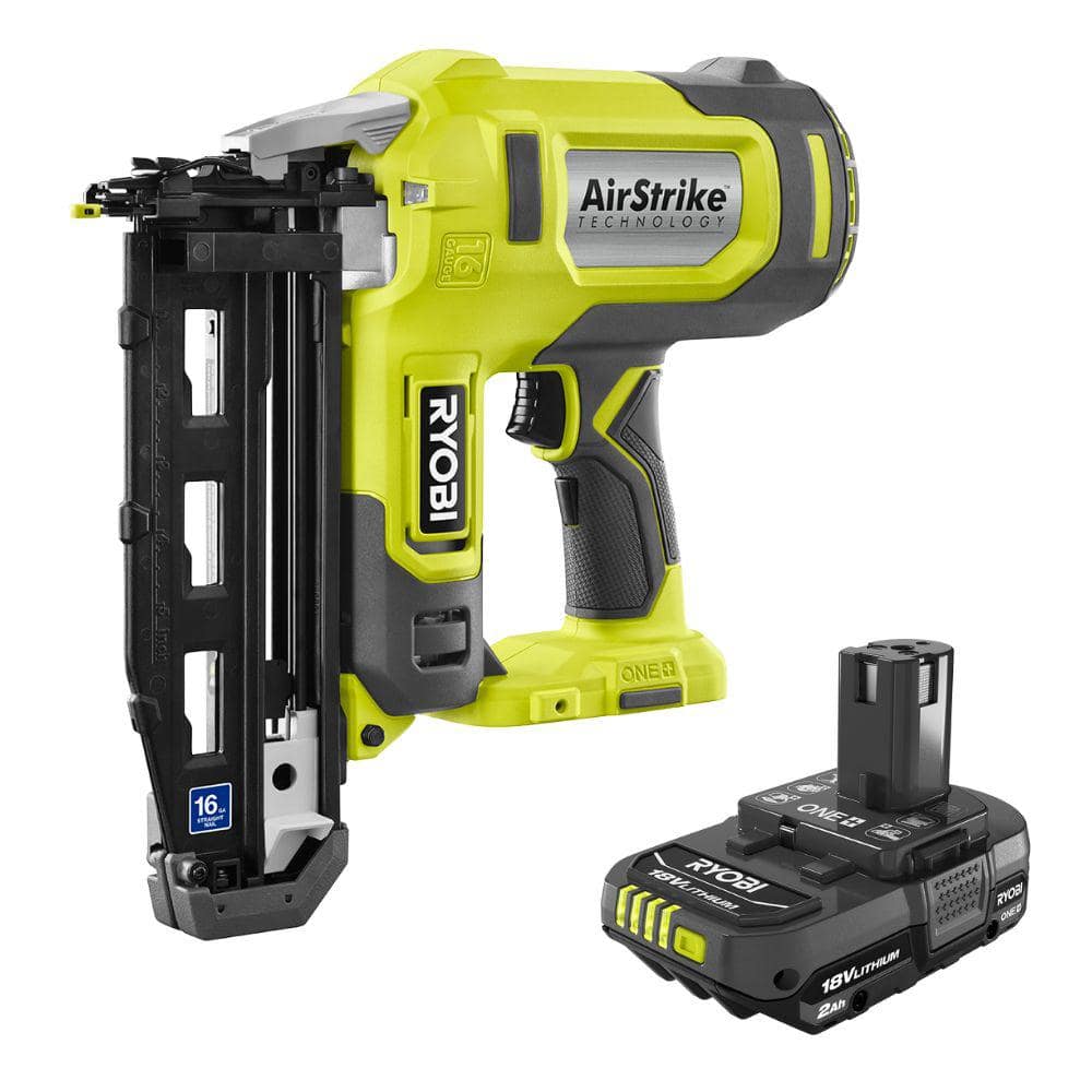 RYOBI ONE+ 18V 16-Gauge Cordless AirStrike Finish Nailer with 2.0 Ah B – Super Arbor