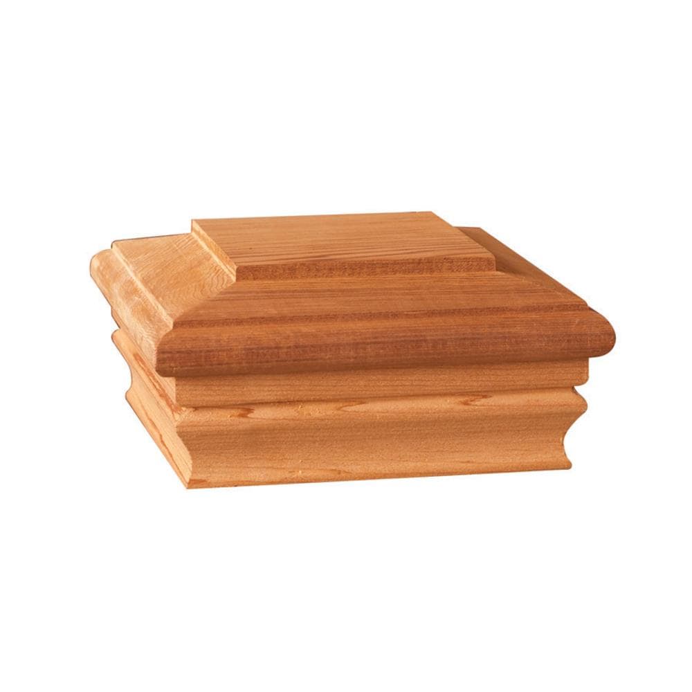 Deckorators 4-in x 4-in Newport Classic Wood Redwood Deck Post Cap ...