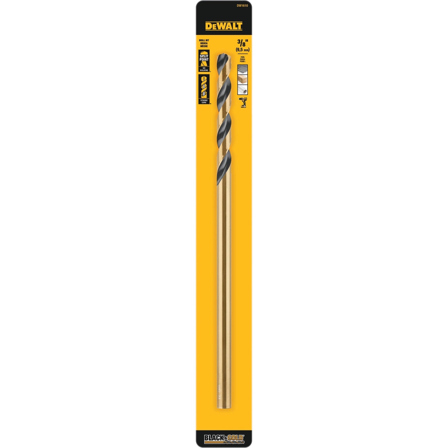 DEWALT 3/8-in x 12-in Black & Gold HSS Aircraft Length Twist Drill Bit ...