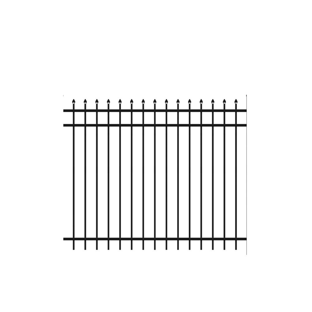 Freedom Providence 6-ft W Black Aluminum Spaced Picket Flat-top Decora ...