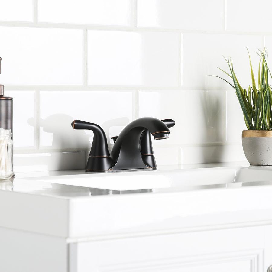 Project Source Dover Oil-Rubbed Bronze 2-Handle 4-in Centerset WaterSe ...