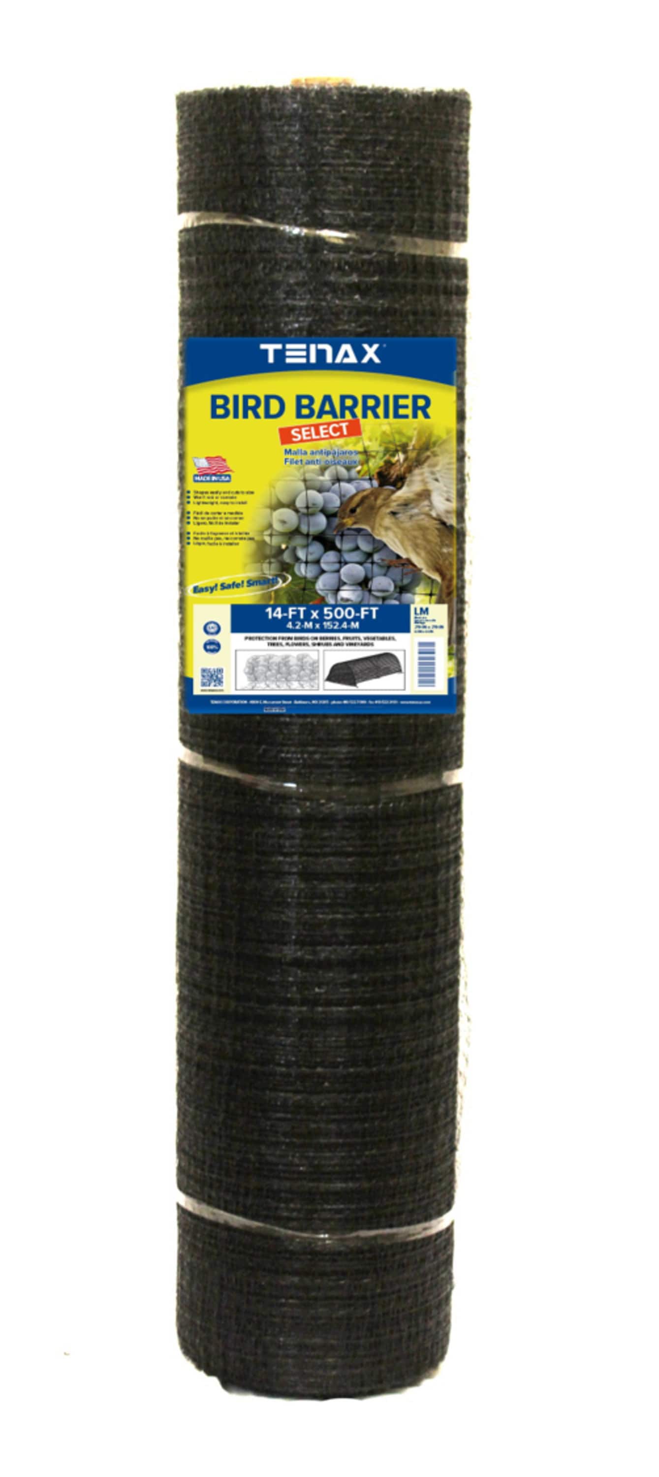 Tenax 500-ft x 14-ft Black Plastic Bird Netting Rolled Fencing with Me ...