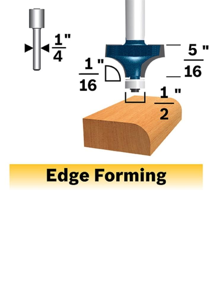 Bosch 1/16-in Carbide-Tipped Roundover Router Bit, 1/4-in Shank – Super ...