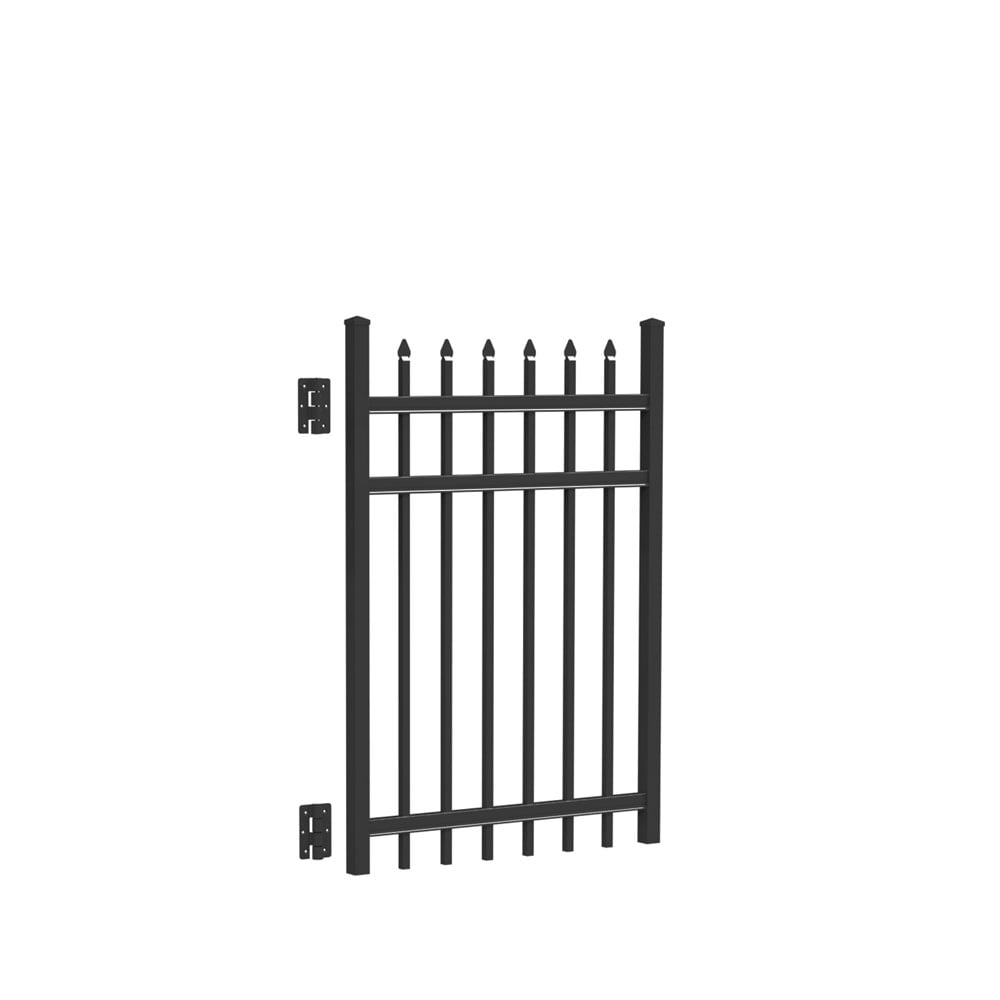 Freedom Providence 4-ft H Black Aluminum Spaced Picket Pressed-point D ...