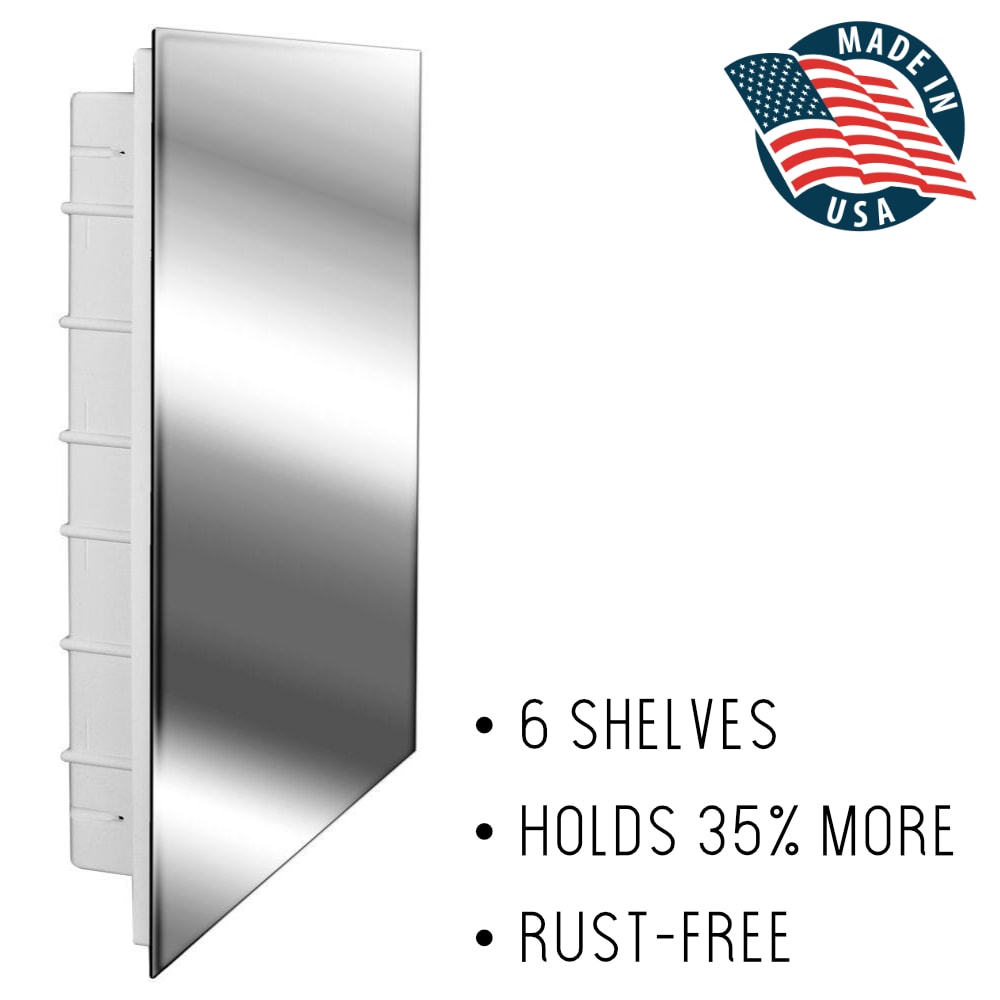 Zaca Media 16-in x 26-in Recessed Mount Polished Edge Mirrored Medicin ...