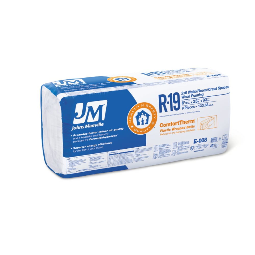 Johns Manville (JM) ComfortTherm R-19 Encapsulated Fiberglass Batt Ins ...