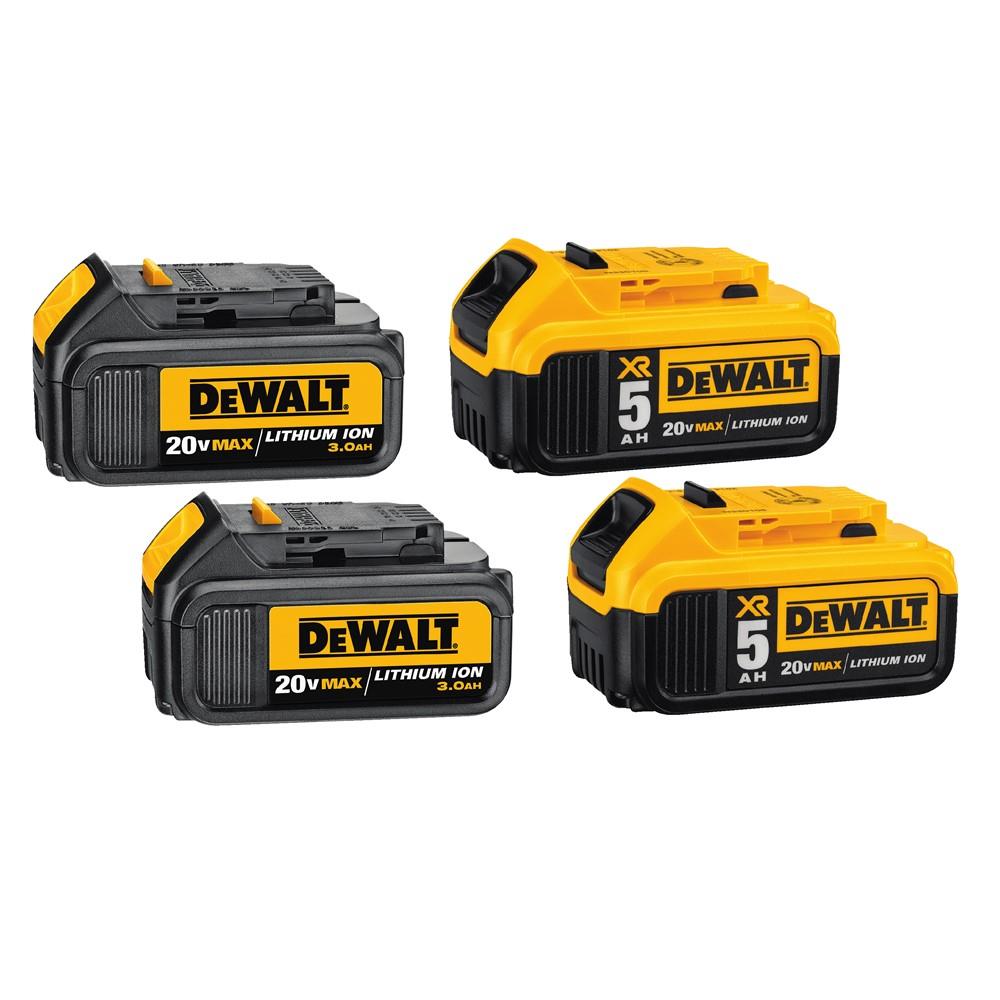 DEWALT XR 20-Volt MAX Lithium-Ion Battery 4-Pack (2x5Ah + 2x3Ah ...