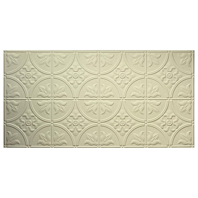 Dimensions 4-ft x 2-ft Creme Polystyrene Surface-mount Ceiling Plank ...