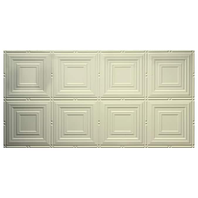 Dimensions 4-ft x 2-ft Creme Polystyrene Surface-mount Ceiling Plank ...