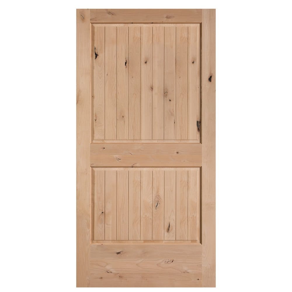 Masonite Traditional 42-in x 84-in Natural 2-Panel Unfinished Knotty A ...