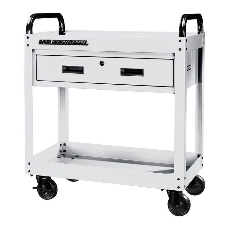 U.S. GENERAL 30 in. Service Cart with Drawer, White – Super Arbor