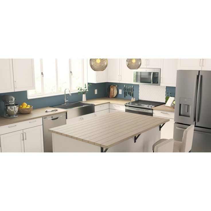 The Baltic Butcher Block Birch 8-ft Natural Straight Butcher Block Bir ...