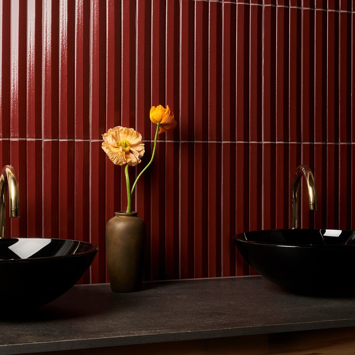Lux Tile Ponto Ruby Red Fluted 5x16 3D Polished Porcelain Wall Tile ...