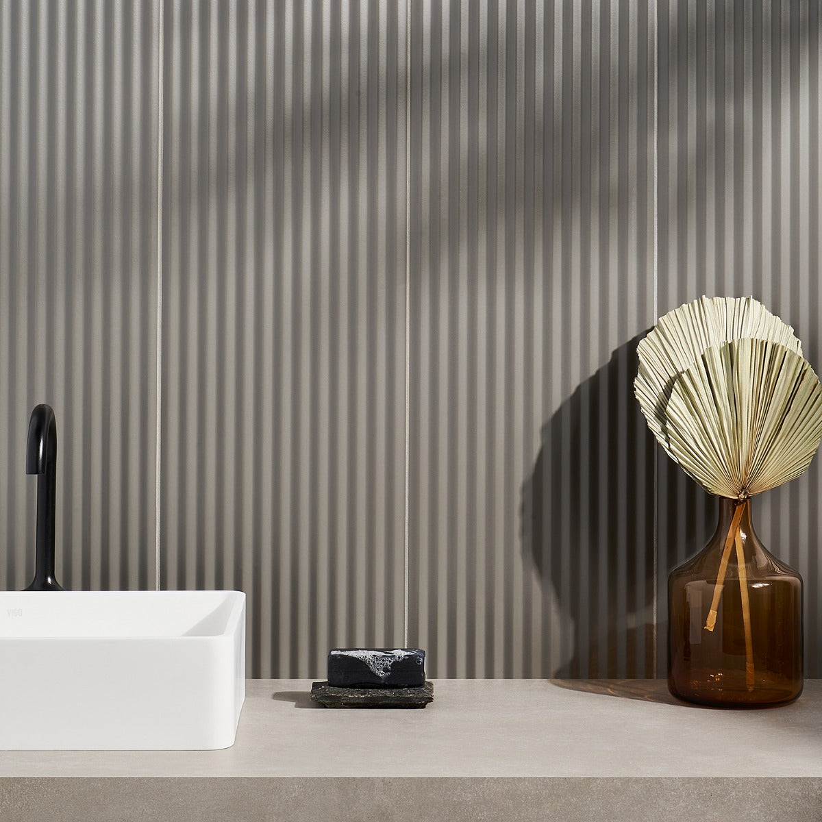Mod Smoke Gray 12x36 3D Fluted Matte Ceramic Tile - Lux Tile – Super Arbor