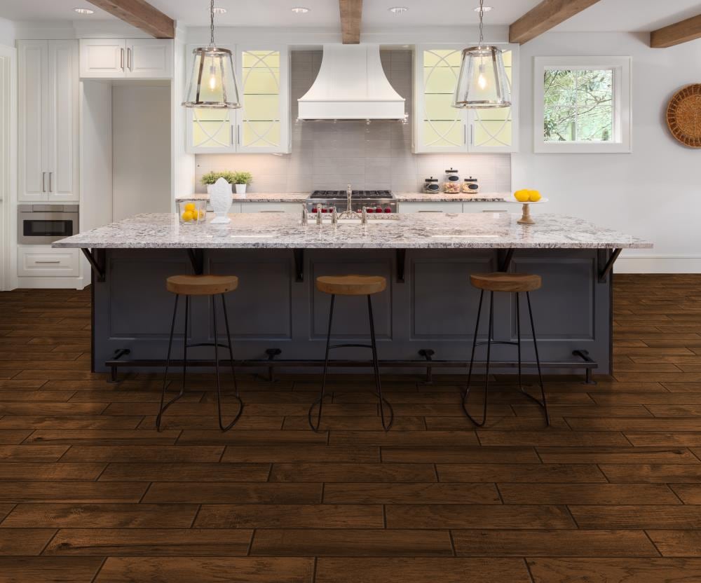 Style Selections Farmhouse Chestnut 6-in x 24-in Matte Porcelain Wood ...