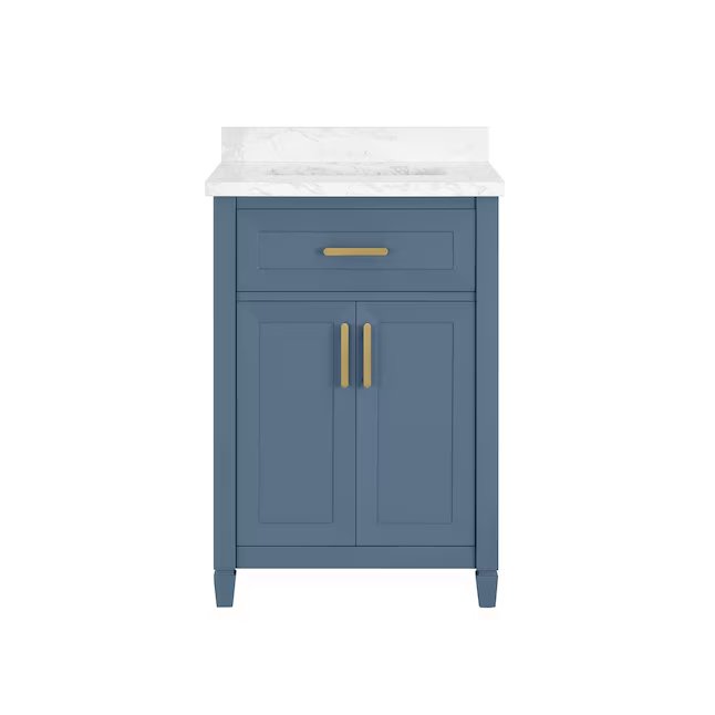 allen + roth Lancashire 24-in Chambray Blue Undermount Single Sink Bat ...