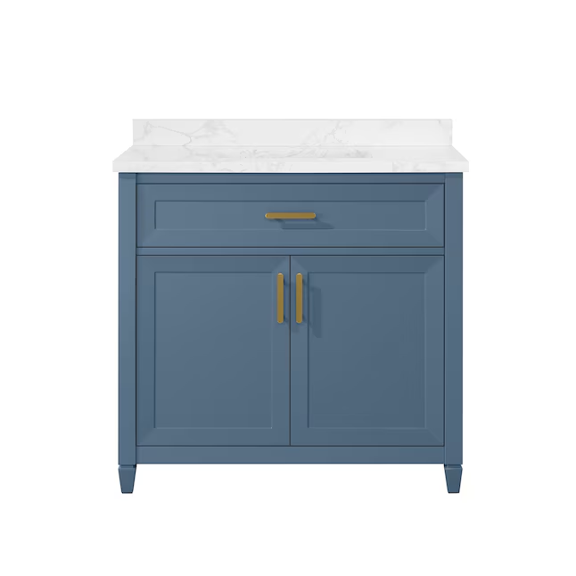 allen + roth Lancashire 36-in Chambray Blue Undermount Single Sink Bat ...