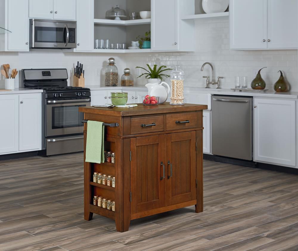 OSP Home Furnishings Brown Wood Base with MDF Wood Top Kitchen Island ...