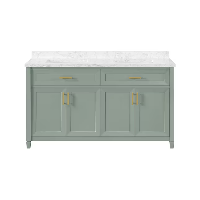 allen + roth Lancashire 60-in Sage Green Undermount Double Sink Bathro ...