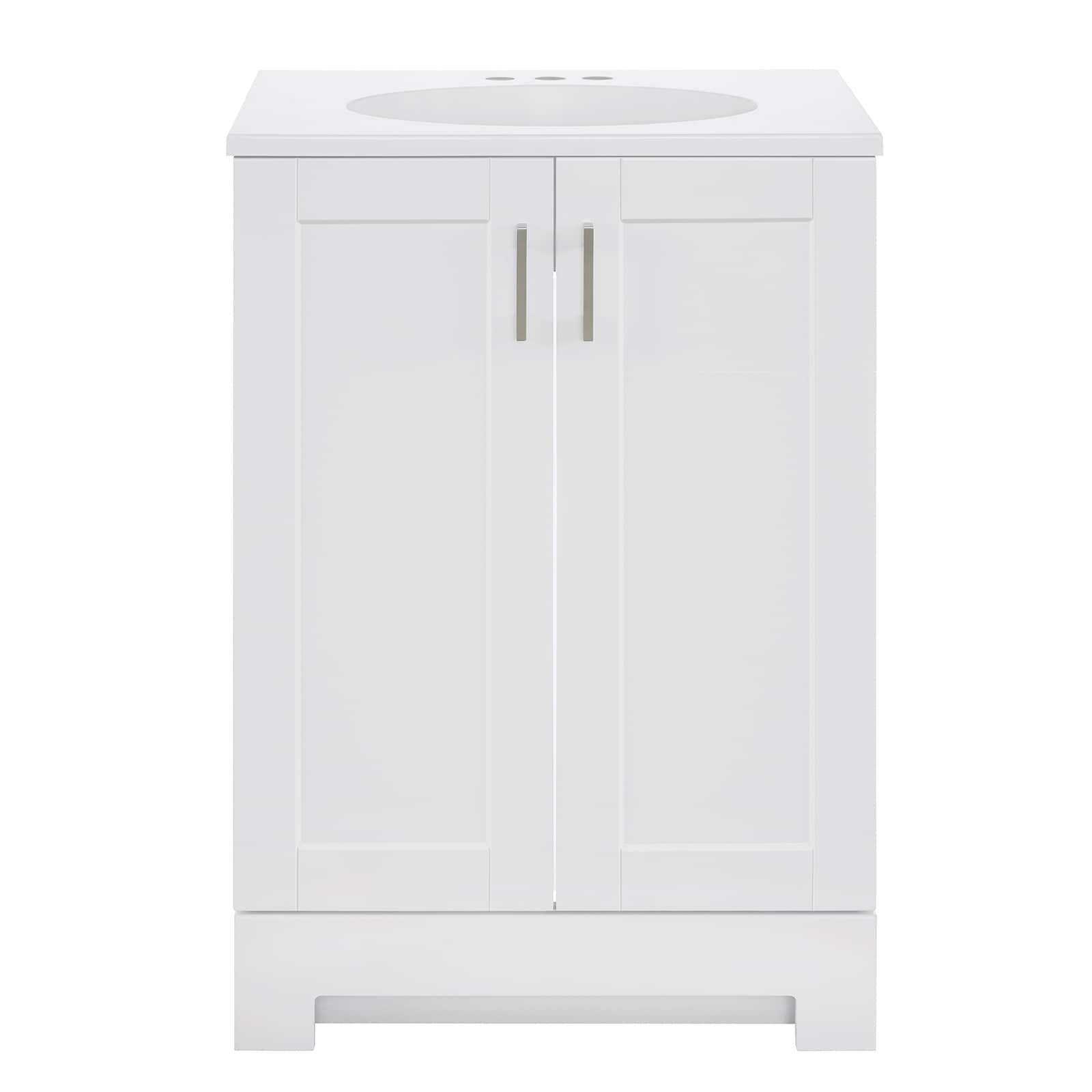 Style Selections 24.5-in White Single Sink Bathroom Vanity with White ...