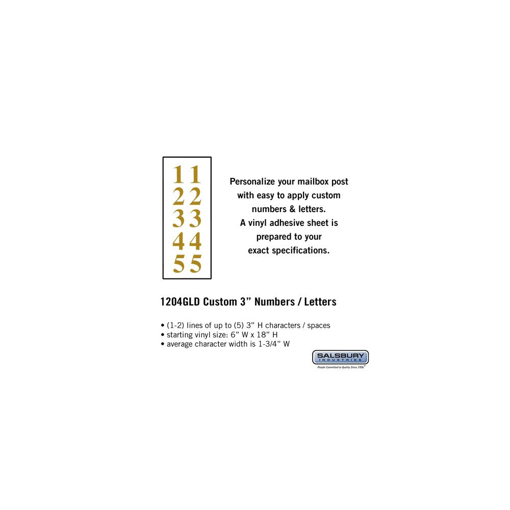 Custom Gold Vinyl Numbers and Letters, 3 Inches High – Super Arbor