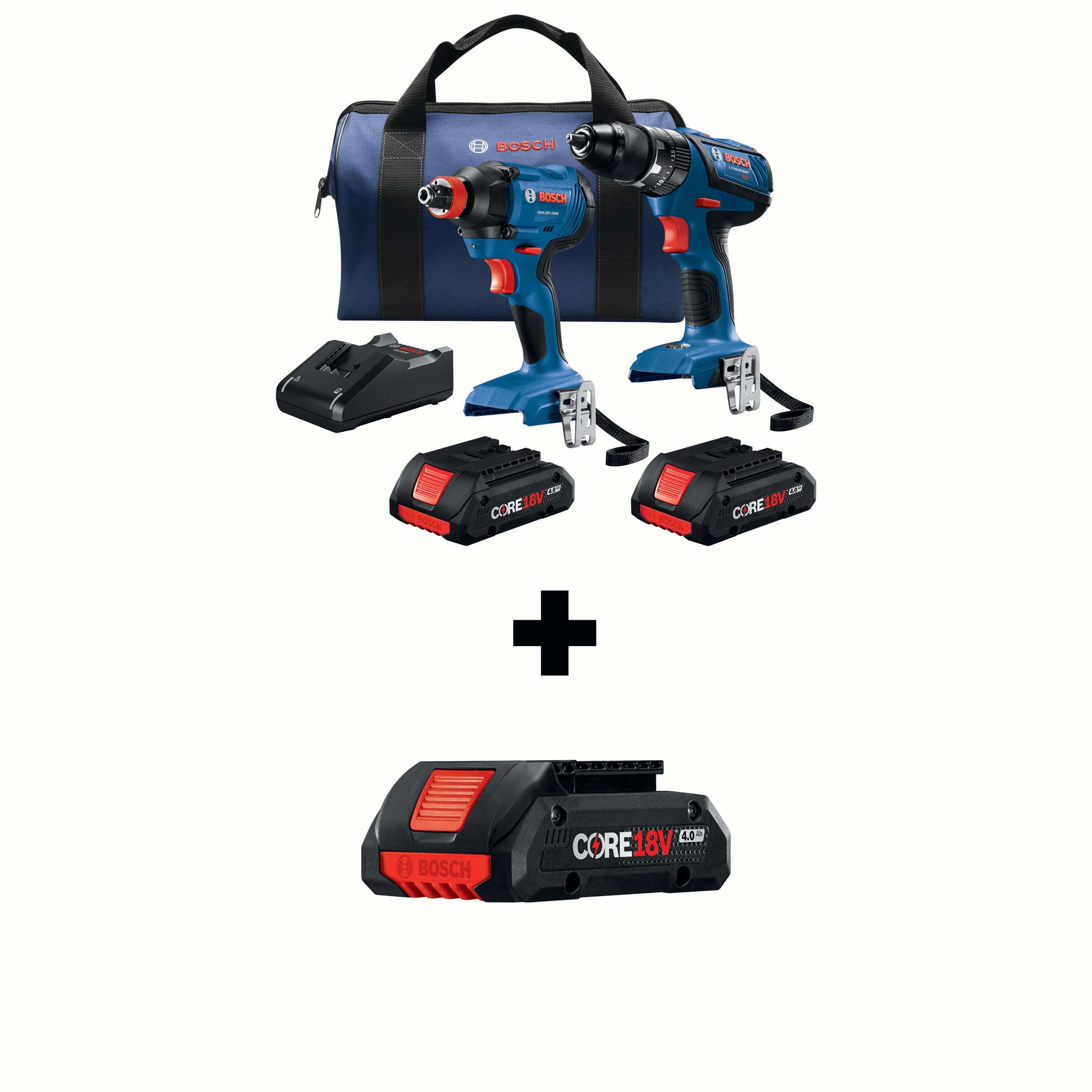 Bosch CORE18V 2-Tool 18-Volt Power Tool Combo Kit with Soft Case, Char ...