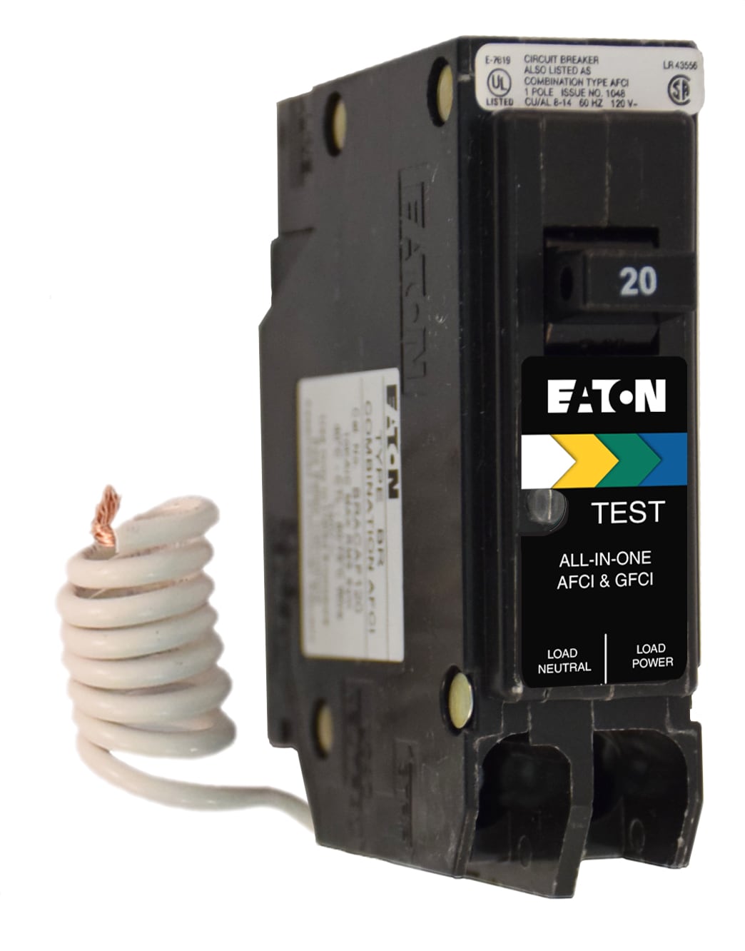 Eaton Type BR 20-Amp 1-Pole Dual Function AFCI/GFCI Circuit Breaker ...