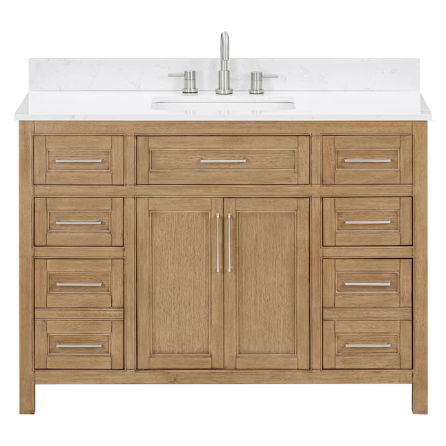 allen + roth Connery 48-in Warm Oak Undermount Single Sink Bathroom Va ...