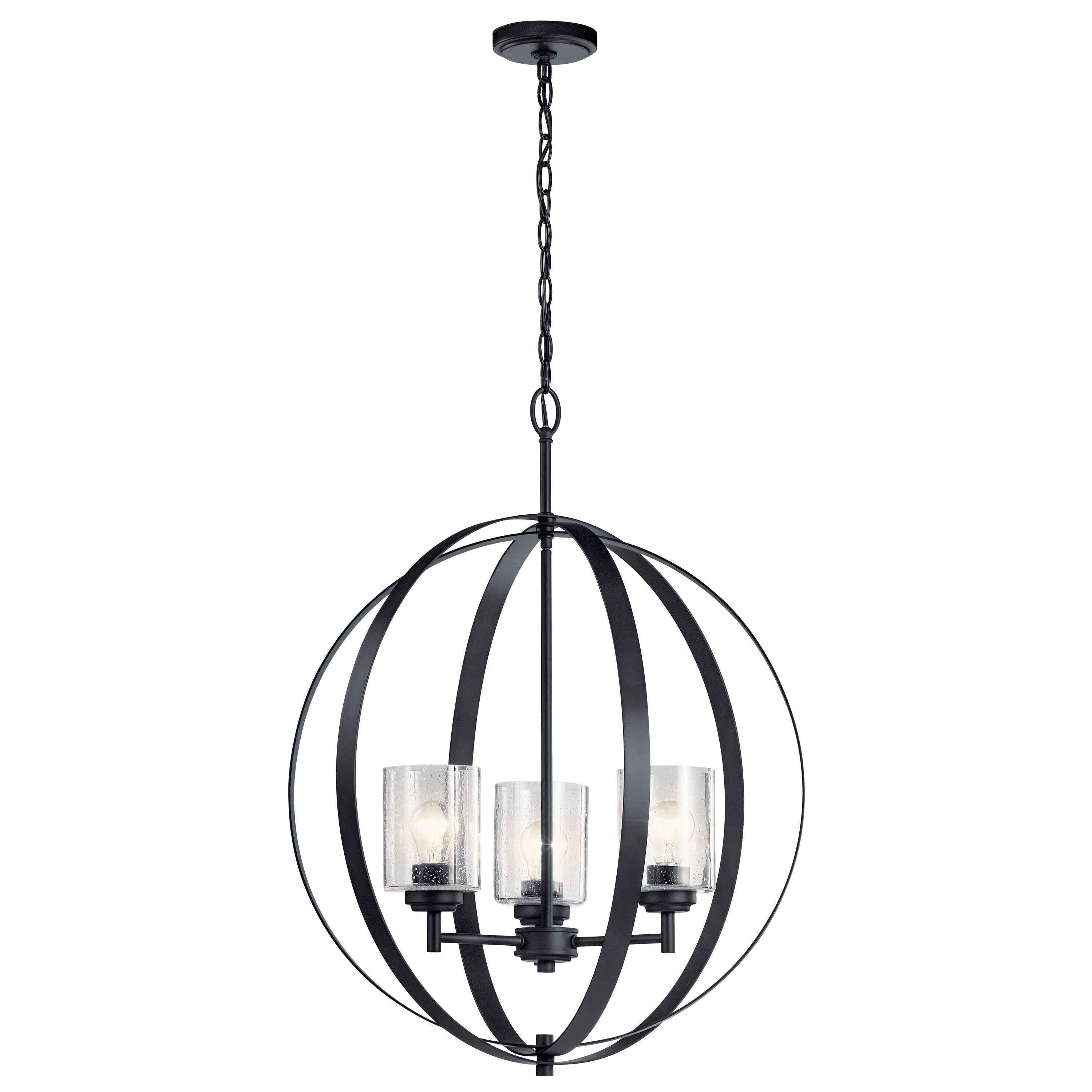 Kichler Winslow 3-Light Black Modern/Contemporary Cage Chandelier ...