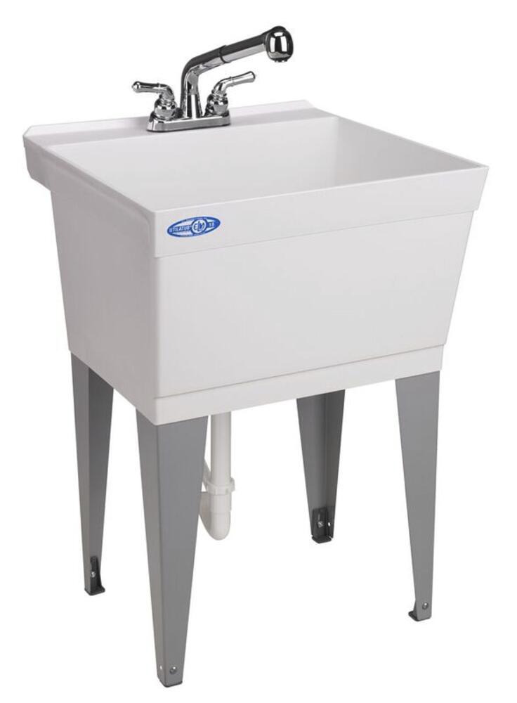 Mustee UtilaTub 23" White Thermoplastic Floor-Mount Laundry Sink with ...