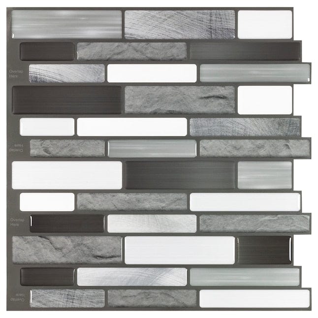 Peel&Stick Mosaics Tribeca Silver and Gray 10-in x 10-in Multi-finish ...