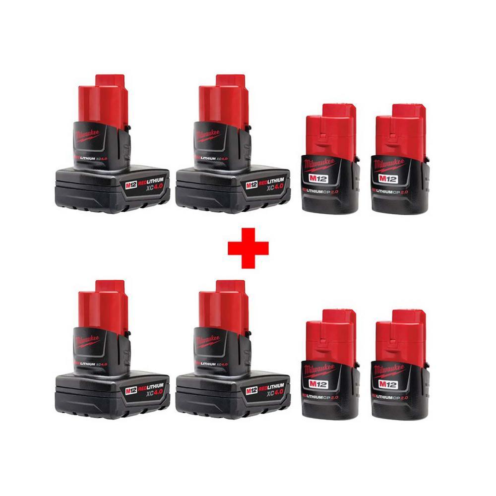 M12 12-Volt Lithium-Ion Compact and Extended Capacity Battery Combo wi ...