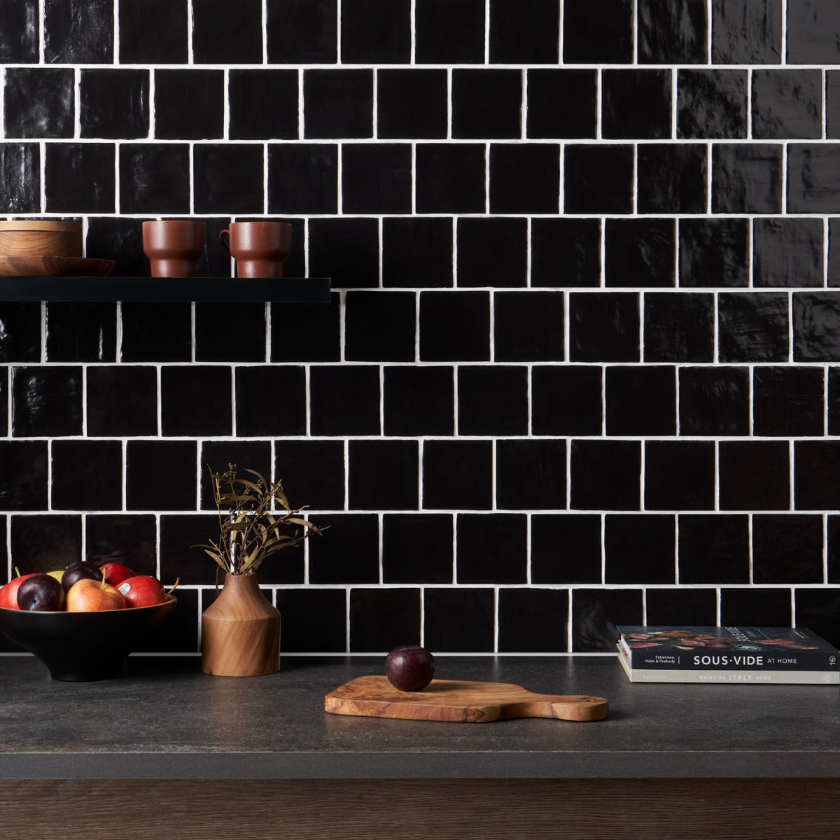 Montauk Jet Black 4x4 Mixed Finish Ceramic Wall Tile - Lux Tile – Super ...
