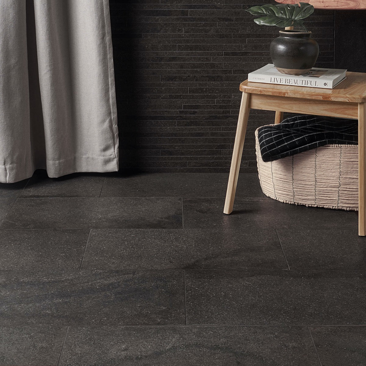 Acadia Charcoal Black 12x24 Matte Porcelain Tile - Lux Tile – Super Arbor