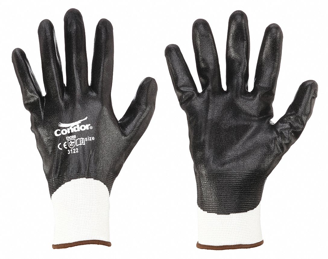 CONDOR Nitrile Coated Work Gloves - ANSI Abrasion Level 4, Large ...