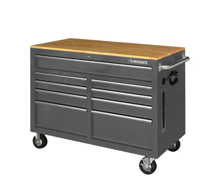 SD 46 in. W x 24.5 in. D 9-Drawer Gloss Gray Mobile Workbench – Super Arbor