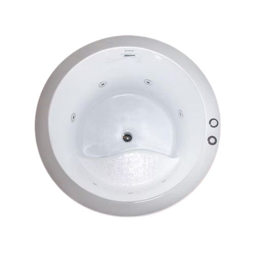 41 in. x 41 in. Acrylic Round Whirlpool with Inline Heater Bathtub wit ...