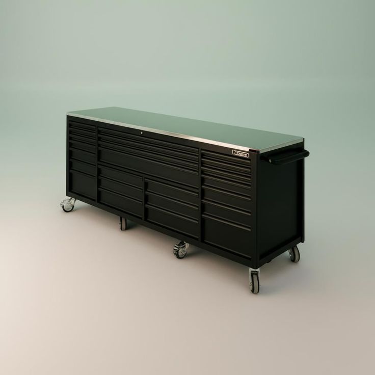 Husky Heavy-Duty 96 in. x 24 in. Matte Black Mobile Workbench Cabinet ...