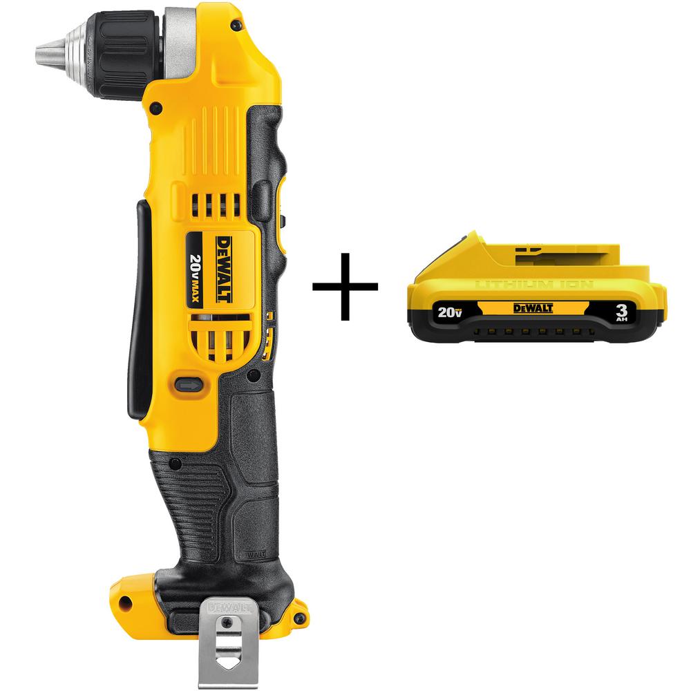 3/8 in. 20-Volt MAX Lithium-Ion Cordless Right Angle Drill with Bonus ...
