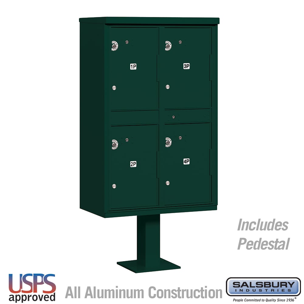Outdoor Parcel Locker with 4 Compartments in Green - USPS Approved ...