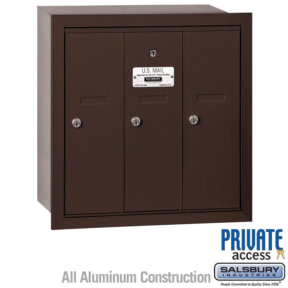 Bronze 3-Door Recessed Mailbox with Private Access – Super Arbor