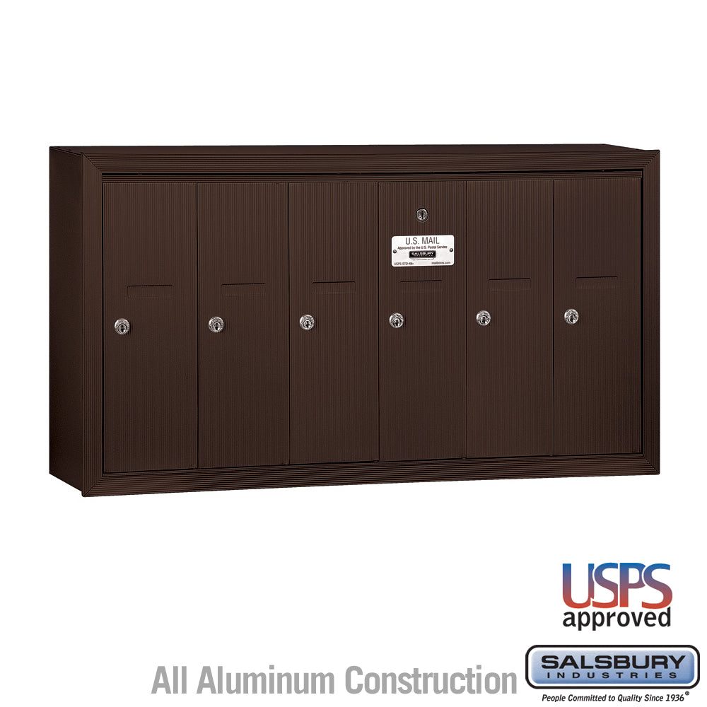 Bronze 6-Door Vertical Mailbox - Surface Mounted - USPS Approved ...