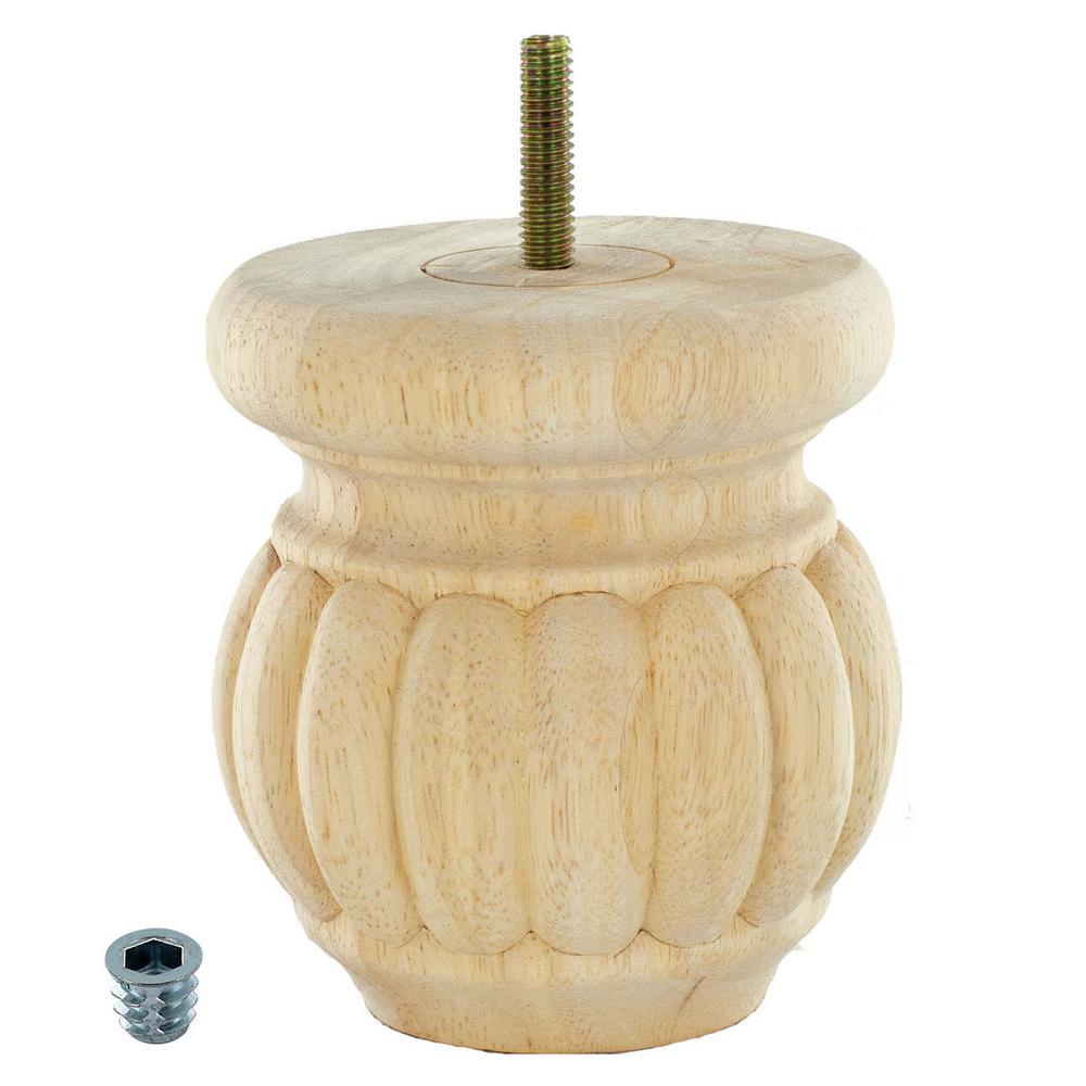 4 in. x 3-1/2 in. Unfinished Solid Hardwood Round Bun Foot – Super Arbor