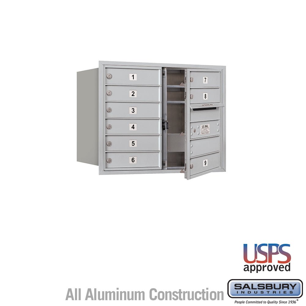 6 Door High Recessed Mounted 4C Horizontal Mailbox with 9 Doors - Fron ...