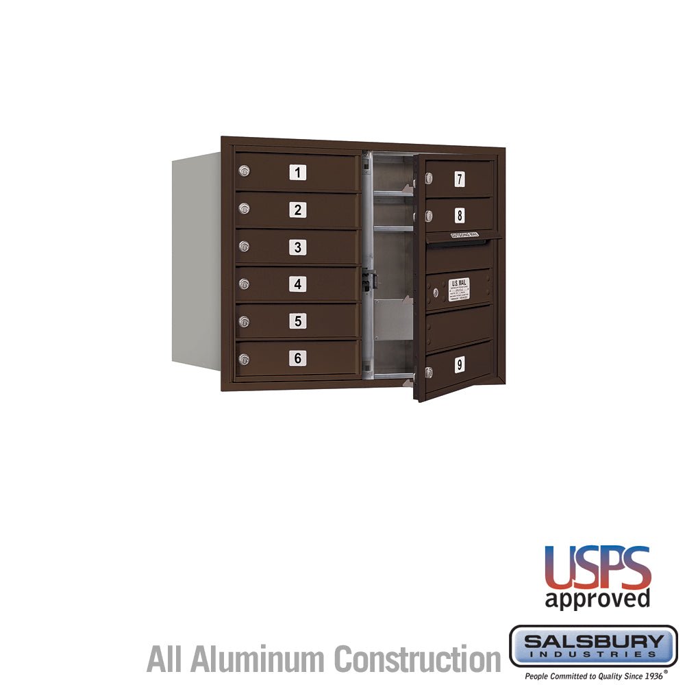 9-Door Bronze Recessed Mounted Mailbox with USPS Access – Super Arbor